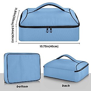 Kigai Plain Blue Gray Solid Color Double Insulated Casserole Carrier For Hot or Cold Food, Expandable Hot Food Carrier Bag, Insulated Food Bag for Parties, Beach, Picnic, Camping