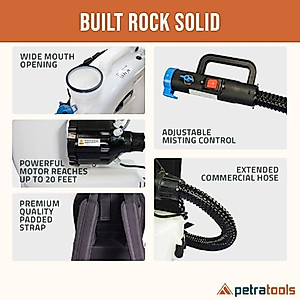 PetraTools Electric Fogger Machine, Mosquito Fogger Machine, Insect Fogger Backpack Sprayer - ULV Fogger with Extended Commercial Hose & Padded Straps (4 Gallon)