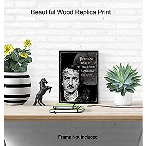 Edgar Allan Poe Gothic Decor - The Raven Spooky Creepy Scary Wall Art - Goth Poster Sign Picture Print - Pagan Witch Wicca, Wiccan Gifts - Inspirational Quotes Sayings Home Decor