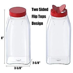 Yesland 8 Pack 35 Oz Large Plastic Spice Jars, BPA Free Spice Bottle Containers with Red Dual Shake Lid for Storing Spices, Herbs, Powders, Seasonings and More