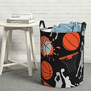 Gbuzozie Sport Basketball Pattern Round Laundry Hamper Storage Basket Toys Clothes Organizer Bin For Home Bathroom Bedroom Dorm Nursery, 62l