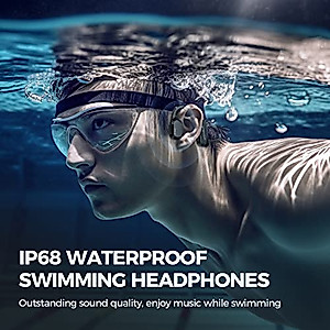 Hyyeosd Bone Conduction Swimming Headphones, Bluetooth Earbuds Waterproof Wireless Open Ear Headphones Built-in 16GB Ultra Light Headset for Swimming Running Sports Driving Fitness