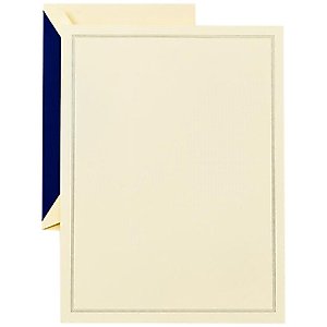 Crane & Co. Regent Blue Triple Hairline Half Sheet (CH3301), Ecruwhite