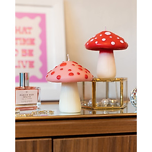 Havenstone Home Mushroom Candle (Pink) - Unscented Soy Wax, 4x3.5 inches, Decoration