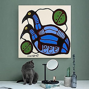 Norval Morrisseau Prints Blue Loons Poster Print Photo Art Painting Canvas Poster Home Decorative Bedroom Modern Decor Posters Gifts 24x24inch(60x60cm)