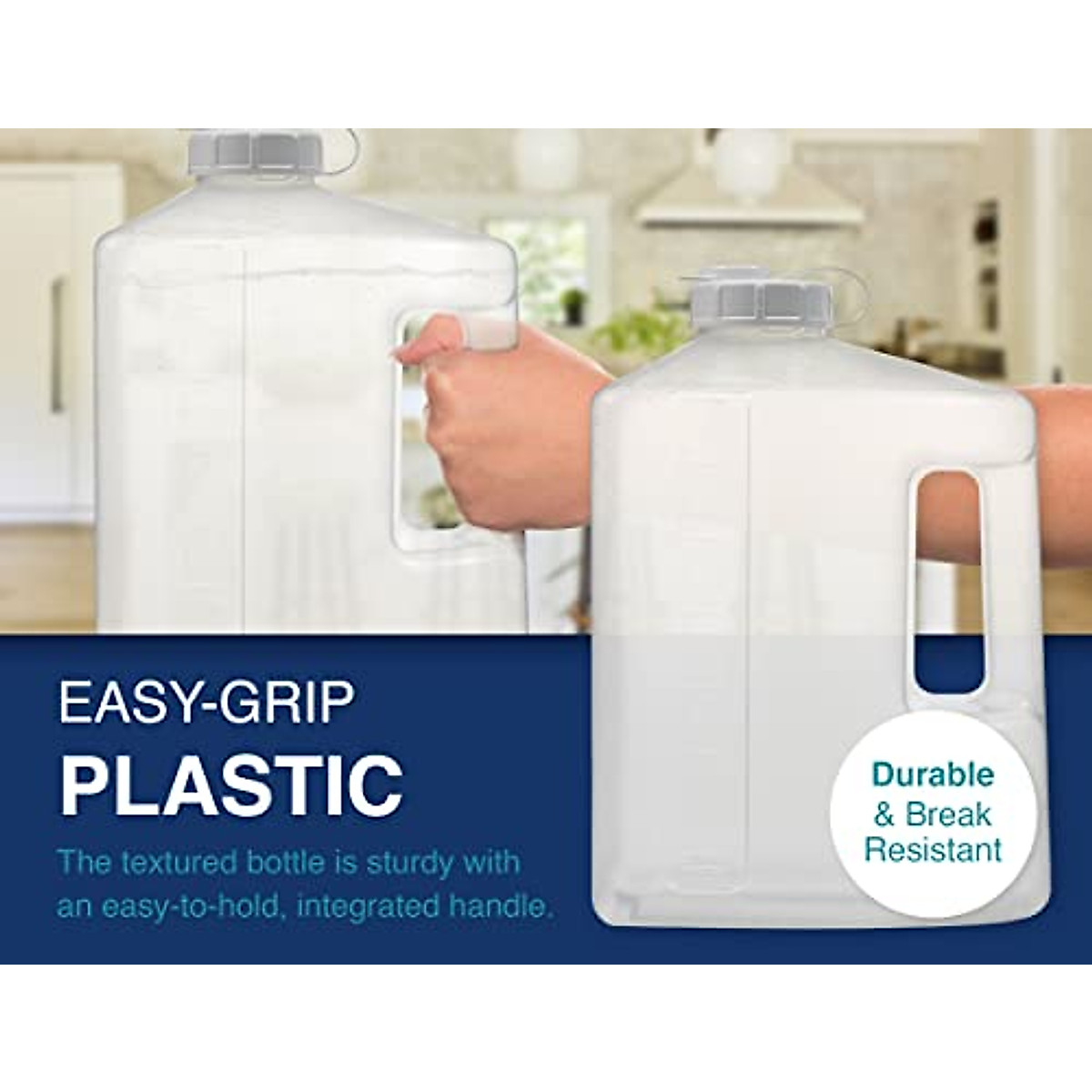 Arrow 1 Gallon Plastic Jug for Cold Drinks - Refrigerator Bottle with Cap, Easy-Pour Spout and Graduated Markings - Made in USA, BPA Free Plastic - Ideal for Water, Iced Tea, Juice, Milk