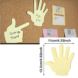 KKMO Fold Write Handy Notes Hand Shaped Sticky Notes Sticker 90 Sheets (Yellow Handy)
