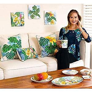 Lauren Roth Designer Hawaiian Ceramic Dinnerware Collection - Tropical Garden (Serving Platter)