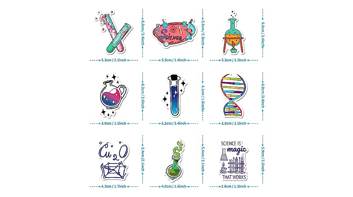50 Science Stickers Pack for Kids & Teens - UoYYelly