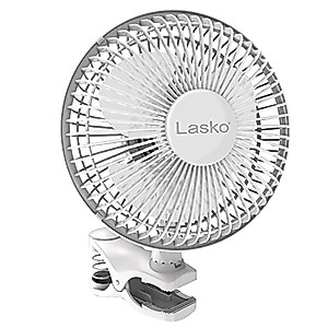 Lasko Clip Fan, 2 Quiet Speeds, 360 Degree Pivot, Portable for Office, Bedroom, Kitchen, 6", White, 2004W