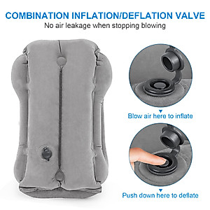 HOMCA Travel Pillow, Portable Head Neck Rest Inflatable Pillow from, Design for Airplanes, Cars, Buses, Trains, Office Napping, Camping - Includes Free Eye mask