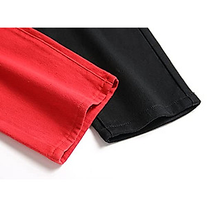 Boy's Regular Fit Patchwork Black&Red Street Style Fashion Casual Jeans Pants for Kids,L0115,8