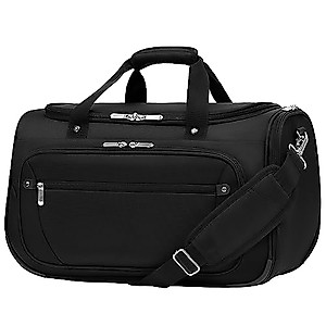 Coolife Travel Duffel Bag Carry-On Travel Tote Overnight Weekender Bag Softside Lightweight Underseat Bag for Men and Women Duffle Bag with Adjustable Strap (Black, 19 inch)