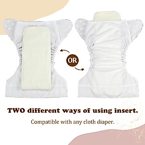 Mama Koala 5-Layer Basic Natural Cloth Diaper Inserts, Adjustable and Reusable for Any Baby Cloth Diaper(6 Pack)