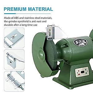 Hemobllo Bench Grinder Eyeshield, 2 Pcs Stainless Steel Bench Grinder Guard Shield Eyeshield Replacement Kit Grinder Eye Shield Accessories for Bench Type 200/250 Grinders