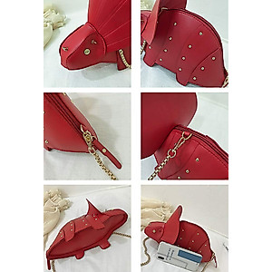 QZUnique Dinosaur Shoulder Bag for Women 3D Animal Novelty Purse Zipper Crossbody Handbag Clutch Messenger Bag for Girl