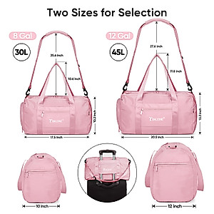 BALEINE Gym Bag for Women and Men, Small Duffel Bag for Sports, Gyms and Weekend Getaway, Waterproof Dufflebag with Shoe and Wet Clothes Compartments, Lightweight Carryon Gymbag (Pink)