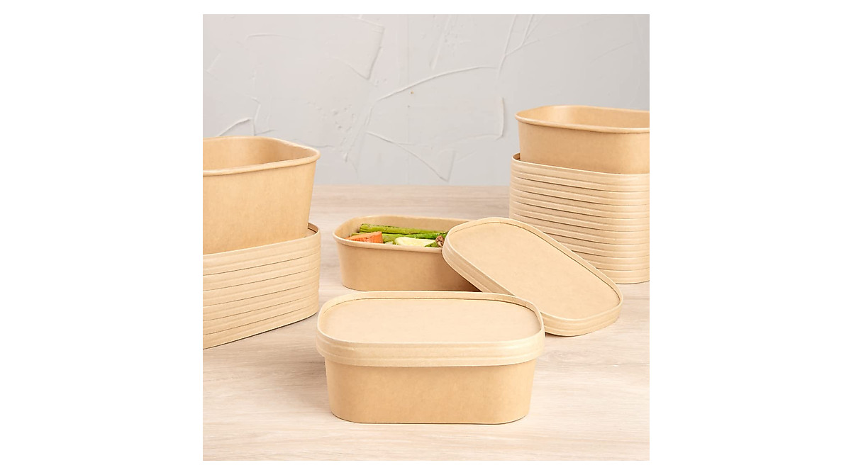 Bio Tek Lids for To Go Containers - 100 Kraft Lids