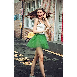 Simplicity Women's Adult Classic Elastic 3 Layered Tulle Tutu Skirt, Dark Green