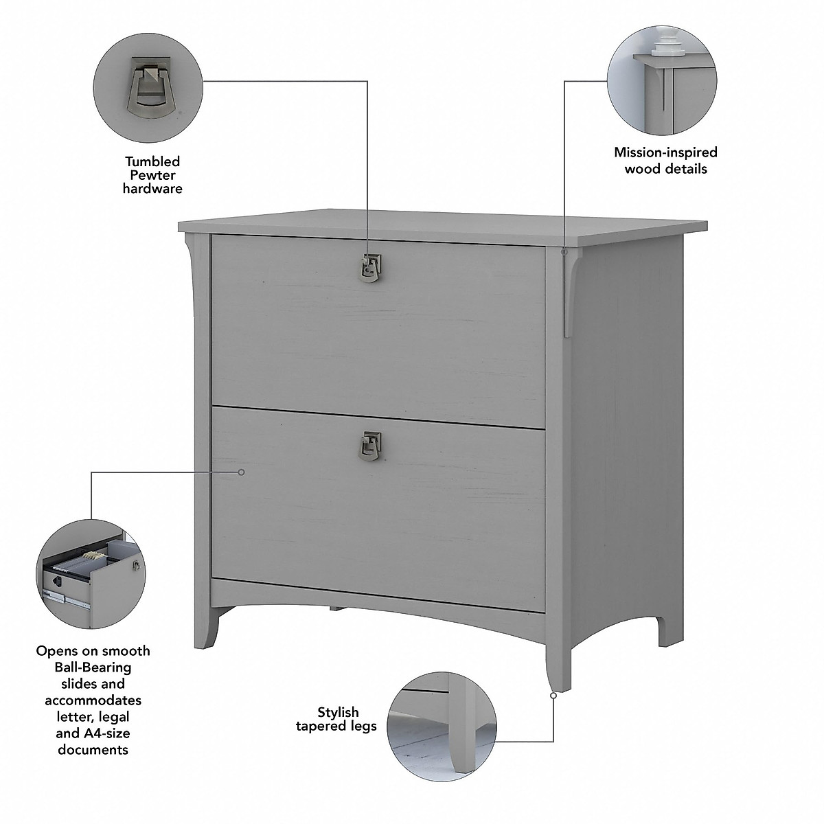 Bush Furniture Salinas Lateral File Cabinet in Cape Cod Gray