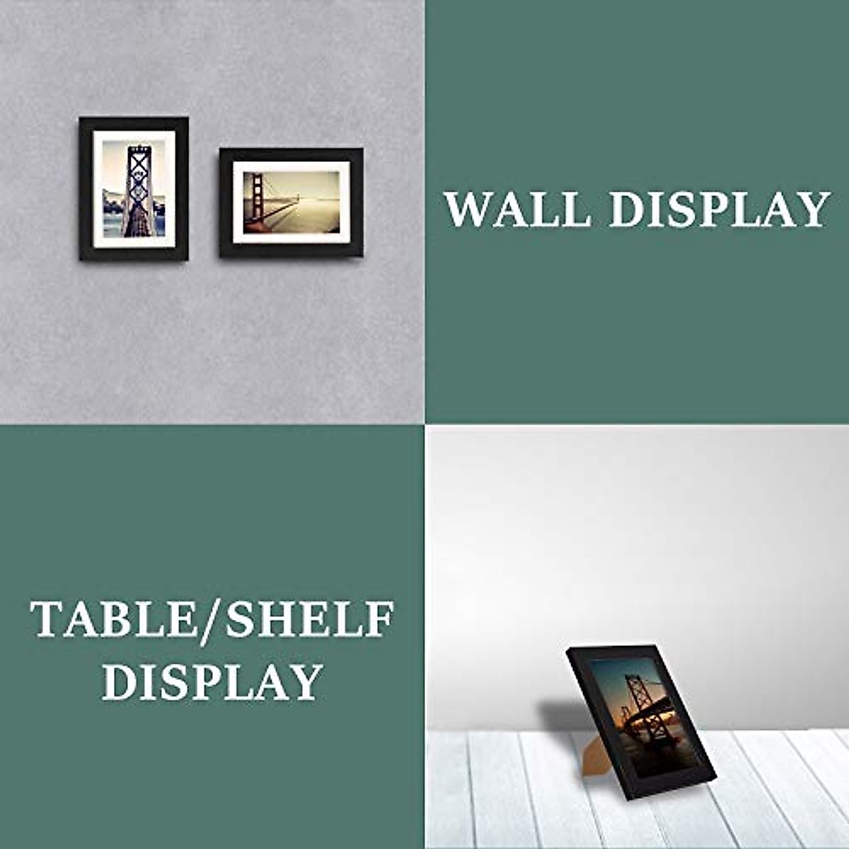 BAIJIALI 5x7 Picture Frame Distressed Farmhouse Wood Pattern Set of 4 with Tempered Glass,Display 4x6 Photos with Mat or 5x7 Without Mat, Horizontal and Vertical Formats for Wall and Table Mounting,Multicolour
