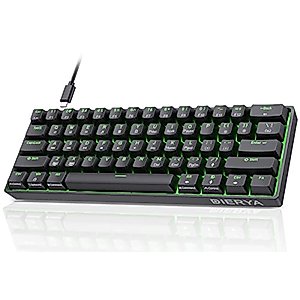 DIERYA 60% Mechanical Keyboard, DK61se Wired Gaming Keyboard with Red Switches,LED Backlit Ultra-Compact 61 Keys Mini Office Keyboard for Windows Laptop PC Gamer Typist（Black）