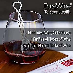 PureWine Wand Filters Histamines and Sulfites - May Reduce and Alleviate Wine Allergies & Sensitivities - Purifier Aerates Wine Restore Taste & Purity - Includes Wine Glass Accessory