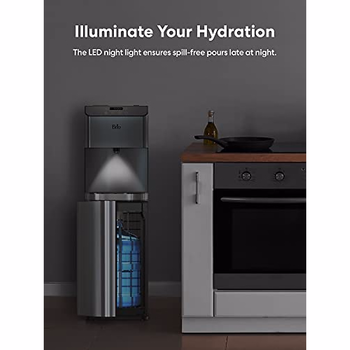 Brio Moderna CLBL720SC Self-Cleaning Bottom Load Water Cooler Dispenser for 3 & 5 Gallon Bottles – Room & Adjustable Hot & Cold, Child Lock, Electronic Display, Silver Stainless Steel