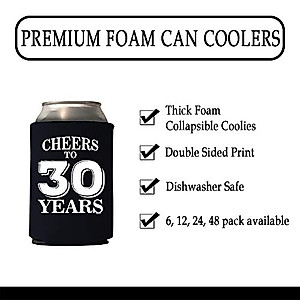 Veracco Cheers To 30 Years Thirth Birthday Gift For Dirty Thirty Party Favors Decorations Can Coolie Holder (Black, 12)