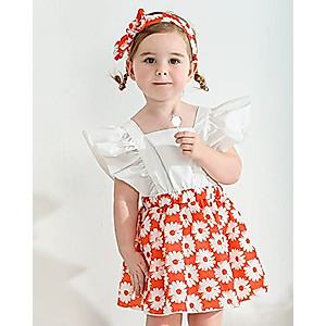 SOLOYEE Baby Girl Dress 6-12 Months Infant Toddler Girls Clothes Summer Outfits Ruffle Sleeveless One-Piece Dress+Headband White