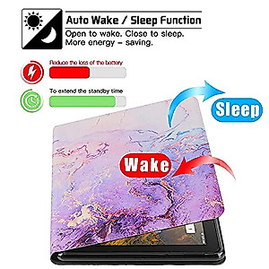 Pudazvi Case for Amazon Kindle Fire HD 10 & 10 Plus Tablet(Fit for 10.1" 13th/11th Generation 2023/2021 Release),Ultra Slim Multi-Angle Viewing Auto Wake/Sleep,Marble Purple