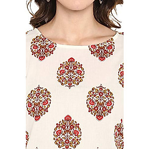 Janasya Indian Women's White Pure Cotton Kurta(JNE3440-KR-M)