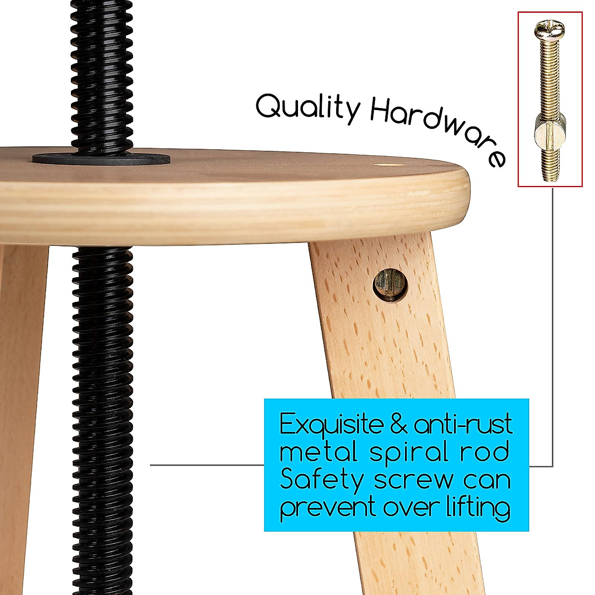 MEEDEN Wooden Drafting Stool with Adjustable Height , Artist Stool,Office Studio Stool, Up to 220 Lbs,German Beech Wood, Perfect for Artists Studio,Home Use,Kitchen,Bars