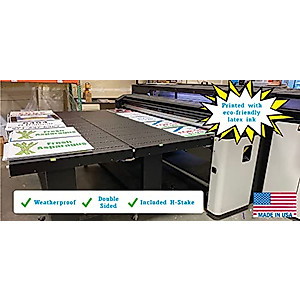 Two Pack Custom + Personalized 18x24" Horizontal Yard/Lawn Sign (Outdoor, Weatherproof Corrugated Plastic) Steel H-Stake Included, by Legit Fast Printing, Choose from 5, 10, 20, 25 or 50 pack