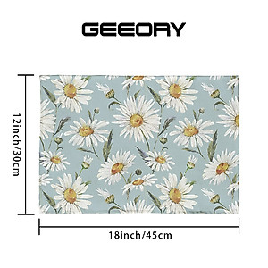 GEEORY Daisy Spring Placemats 12x18 Inch Set of 4 Summer Table Place Mats Farmhouse Rustic Holiday Kitchen Dining Decoration for Indoor Outdoor Dinner Party Décor…