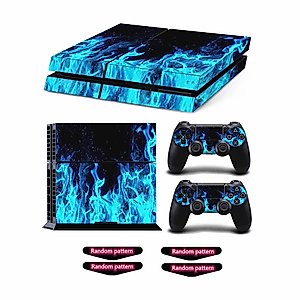 Decal Skin for Ps4, Whole Body Vinyl Sticker Cover for Playstation 4 Console and Controller (Include 4pcs Light Bar Stickers) (PS4, Dense Fog fire)