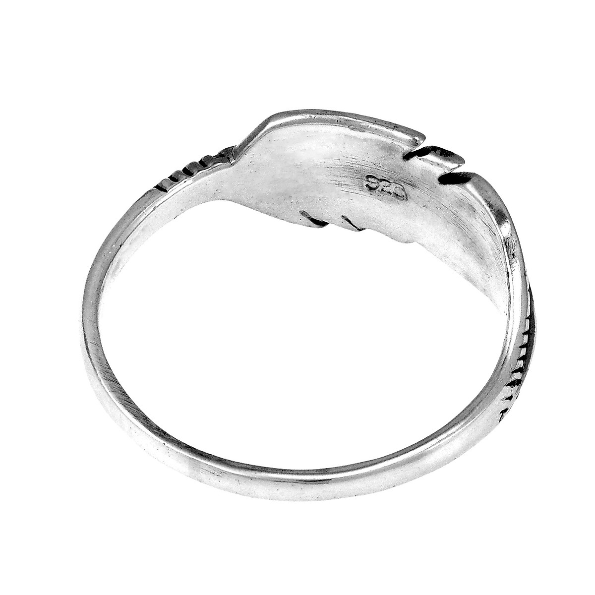 AeraVida Vintage Chic Feather Leaf Unisex .925 Sterling Silver Band Ring (8.5) | Elegant and Stylish Feather Motif Jewelry Accessory for Men and Women