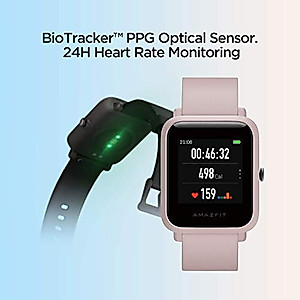 Amazfit Bip S Lite Smart Watch Fitness Tracker for Women, 30 Days Battery Life, 1.28”Always-on Display, 14 Sports Modes, Heart Rate & Sleep Monitor, 5 ATM Water-resistant, for Android iPhone(Pink)