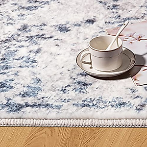 Oriannal Area Rugs for Living Room: 5x7 Indoor Abstract Soft Fluffy Rugs Shaggy Large Rugs for Bedroom Dining Room Home Office Nursery Decor Under Dining Table Washable- Blue/Gray