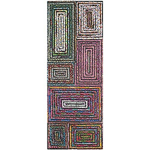SAFAVIEH Nantucket Collection Accent Rug - 2' x 3', Charcoal, Handmade Boho Abstract Cotton & Wool, Ideal for High Traffic Areas in Entryway, Living Room, Bedroom (NAN609A)