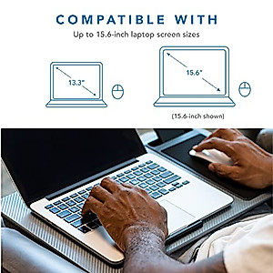 LapGear Home Office Lap Desk with Device Ledge, Mouse Pad, and Phone Holder - Silver Carbon - Fits up to 15.6 Inch Laptops - Style No. 91585