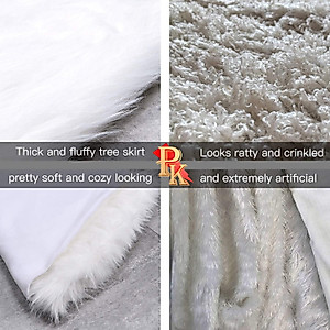 YEAHOME Christmas Tree Skirt, 48 Inch White Soft Faux Fur Tree Skirts Plush Christmas Decorations, White Ornaments Christmas Tree Skirts Xmas Decorations Indoor Holiday Party Decor