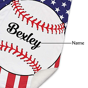 Personalized Baseball Newborn Gift for Baby Custom Blanket with Baby Name, Super Soft Fleece, 31x47 Inch