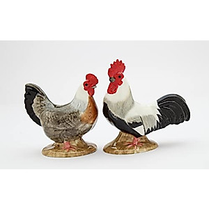StealStreet SS-CG-20883 Painted Pair of Roosters Salt and Pepper Shakers Set, Black, 3 5/8" x 2 3/8" x 3 7/8"H