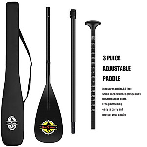 Full Carbon Fiber SUP Paddle - 3 Piece Adjustable Stand Up Paddle Board Paddles - reliable, Lightweight & Floating Paddleboard Oar Hyrdrodynamic Blade for Power Performance for Efficient Strokes