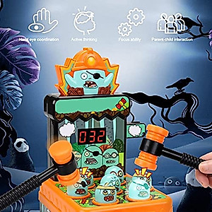 Liberty Imports Zombie Arcade Game Whack Game Mole, Mini Electronic Interactive Hammering & Pounding Toys for Toddler Kids Boys Girls