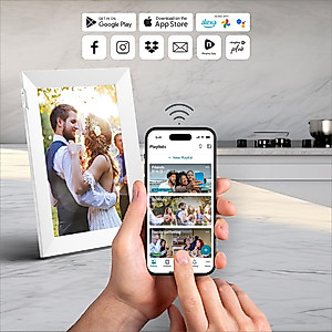 Nixplay Digital Touch Screen Picture Frame - 10.1” Photo Frame, Connecting Families & Friends (White)