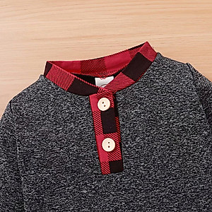 Baby Boy Clothes 6-9 Months Toddler Infant Boys Girls Outfit Long Sleeve Plaid Tops + Pants Outfit Set 2Pcs,Red Plaid Clothes 6-12 months/90cm