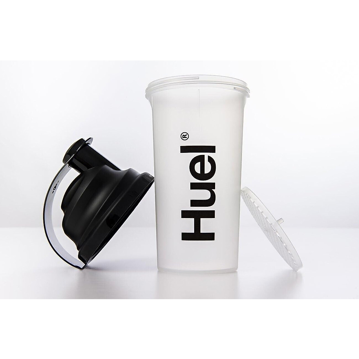 Huel Style Shaker Bottle- Perfect for Protein Shakes and Meal Replacements, Buchsteiner design, 24-Ounce (Unbranded - Clear)