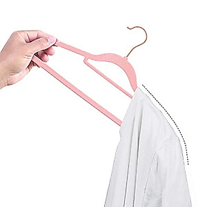 BBFISH Premium Velvet Hangers Home Non-Slip Clothes Hanger 50 Pack Ultra Thin Space Saving with 360° Swivel Rose Gold Hook Strong and Durable Coat Hangers (Pink)